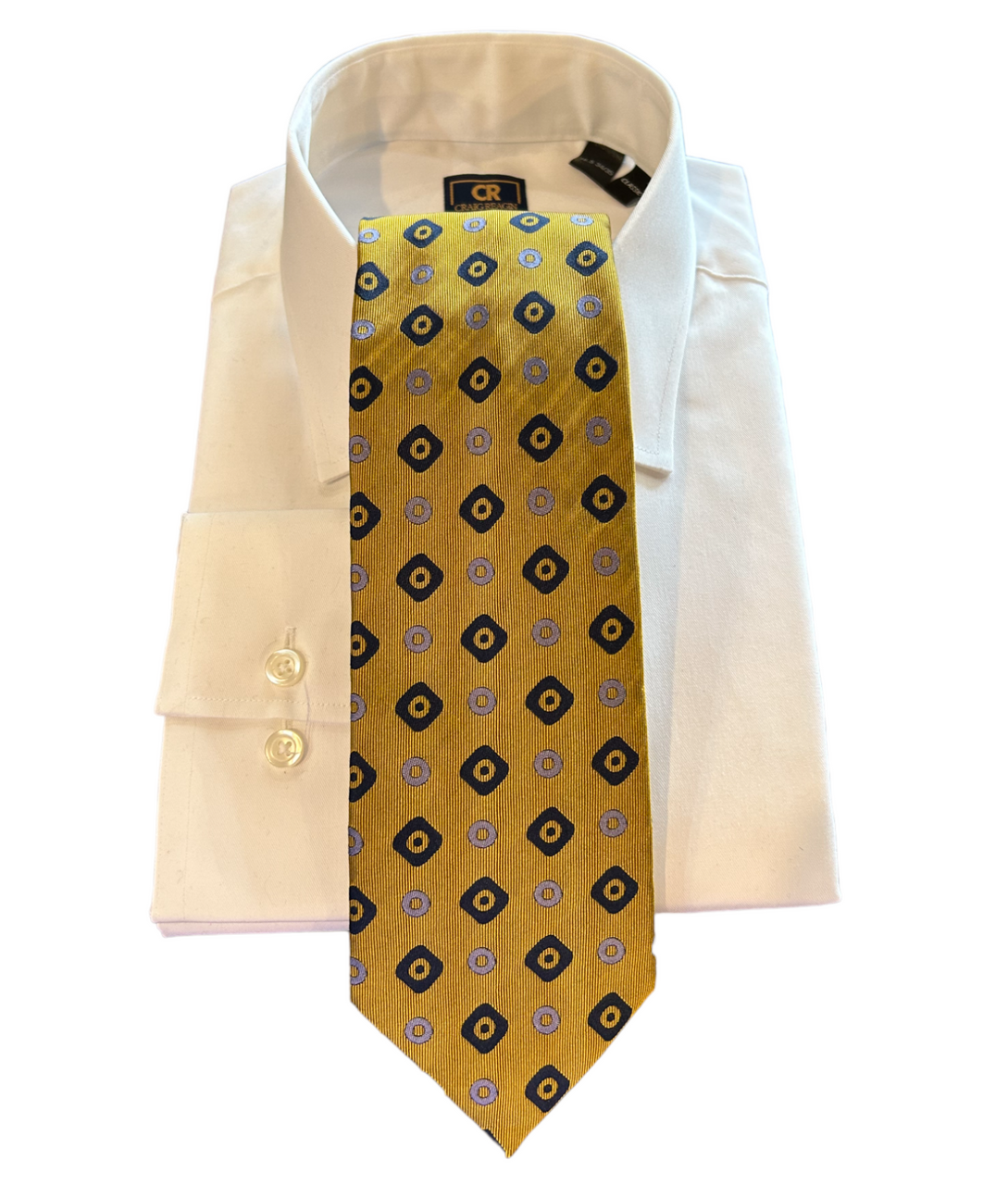 Seaward and Stearn Yellow/Navy Geo Circle Tie – Craig Reagin Clothiers