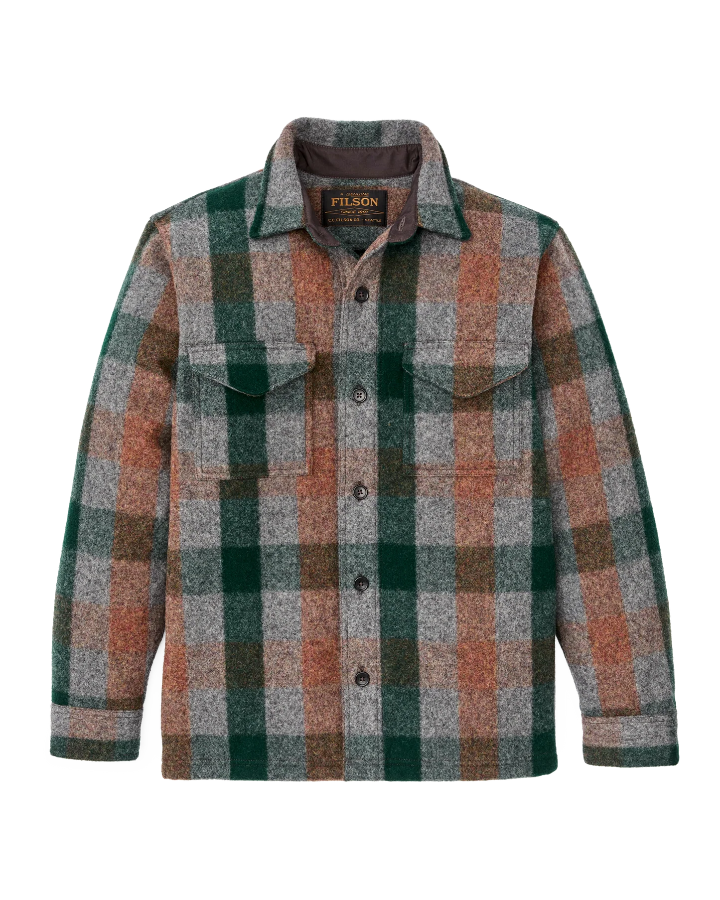 Filson Mackinaw Wool Jac-shirt: Green/Orange/Gray Plaid – Craig Reagin ...