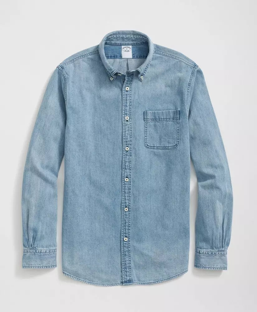 Brooks Brothers Regular Fit Archival Denim Shirt in Cotton Twill: Blue ...