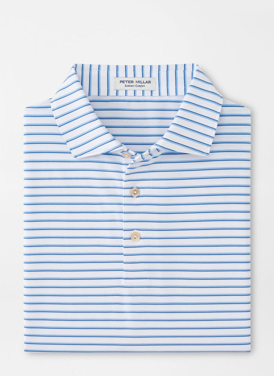Peter Millar Dunnes Performance Jersey Polo: White/Cottage Blue – Craig ...